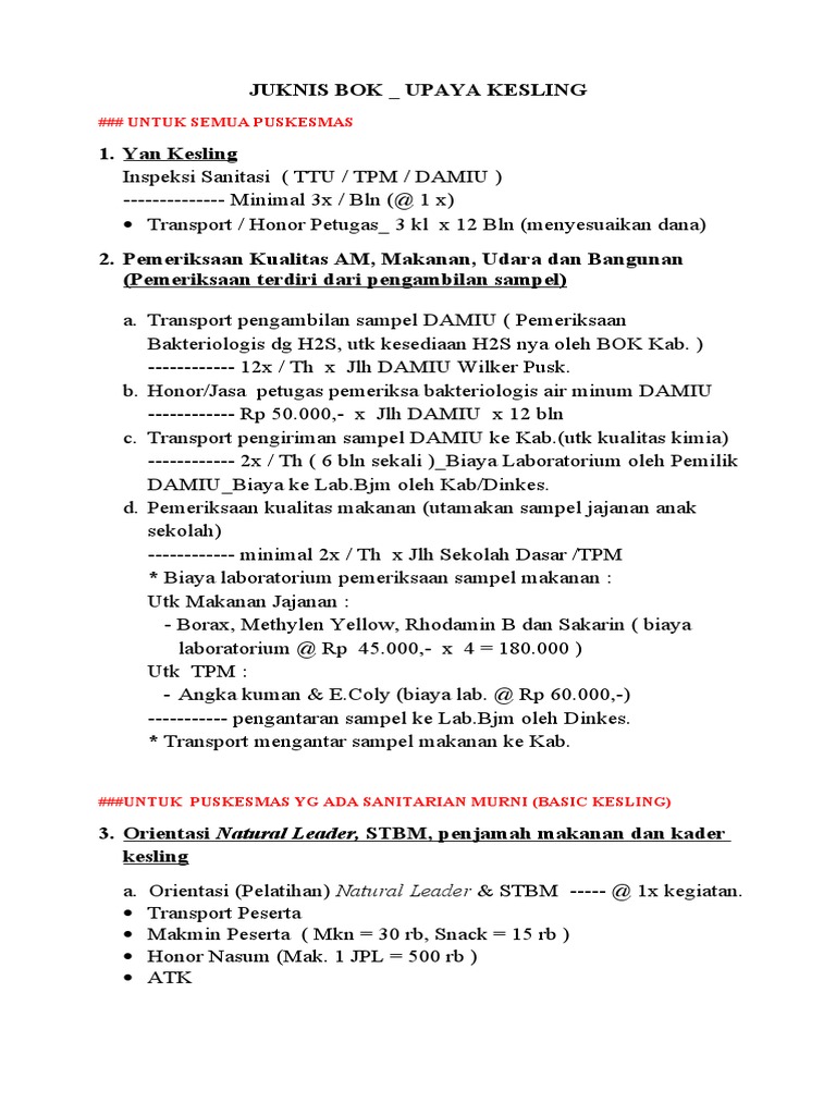 Juknis Bok - Kesling | PDF