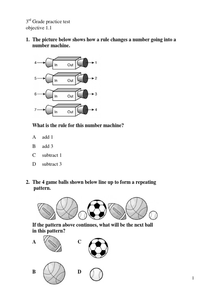 3rd Grade Practice Test | PDF