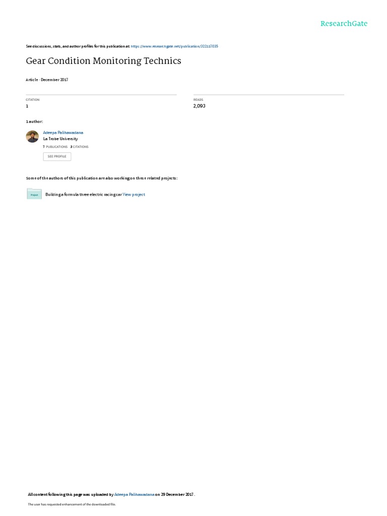 Gear Condition Monitoring Technics: December 2017 | PDF | Gear ...