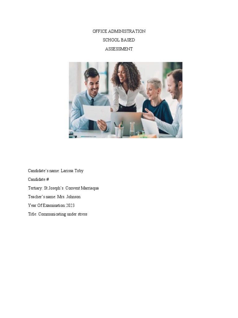Office Administration School Based Assessment | PDF | Communication ...