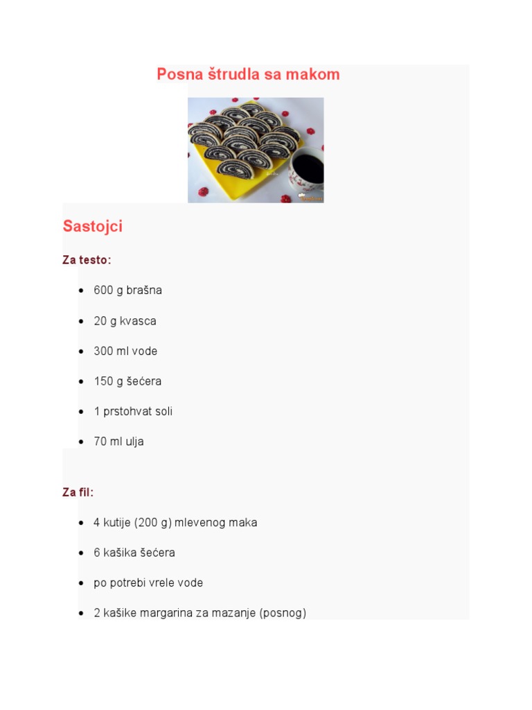 Posna Štrudla Sa Makom | PDF