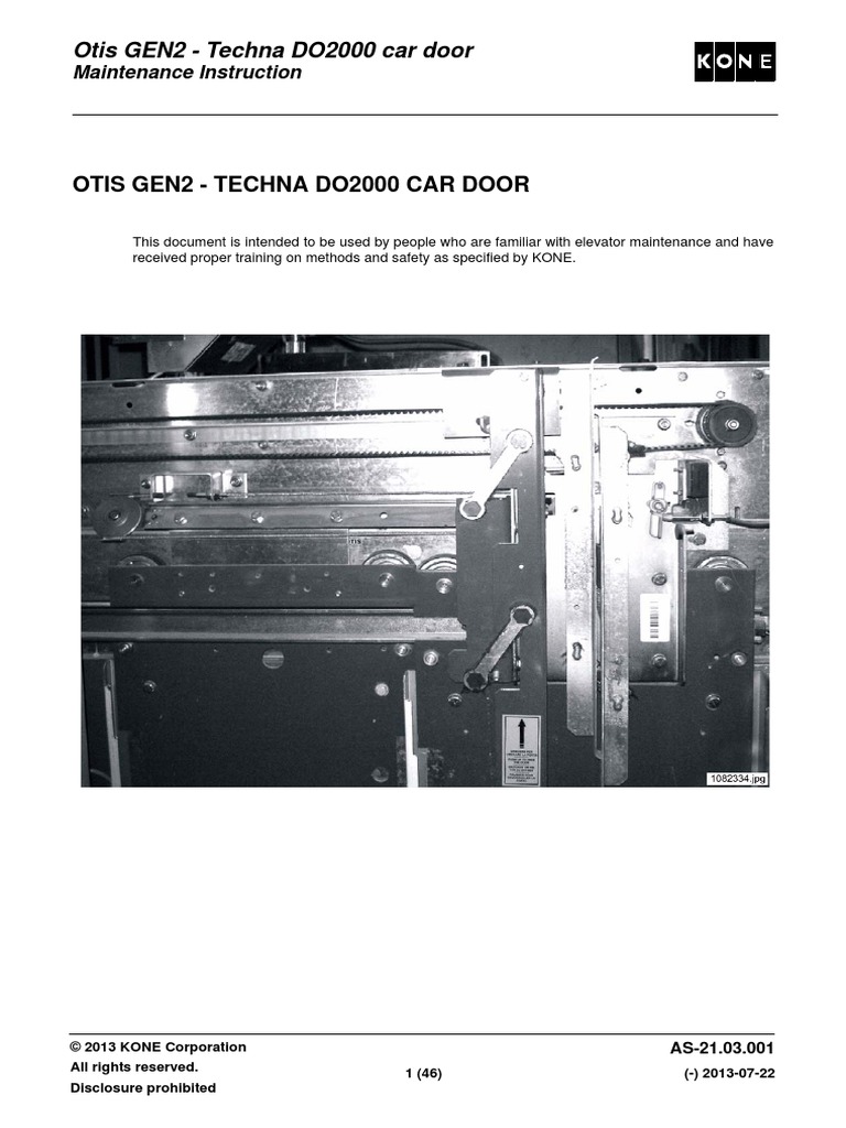 Otis GEN2 - Techna DO2000 Car Door | PDF | Belt (Mechanical) | Elevator