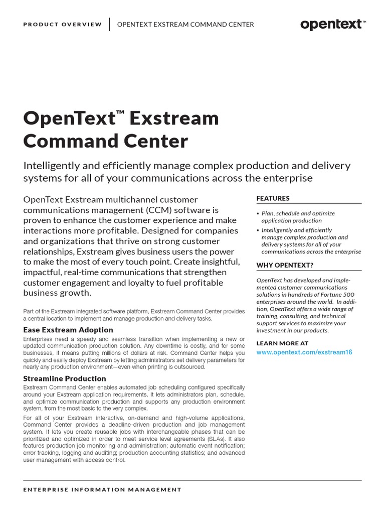 Opentext Exstream Command Center Product Overview | PDF | World Wide ...