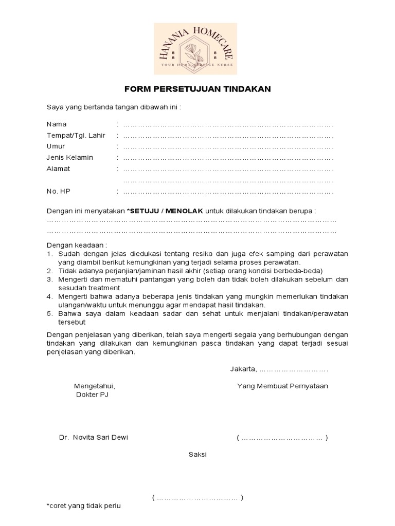 Form Persetujuan Tindakan | PDF