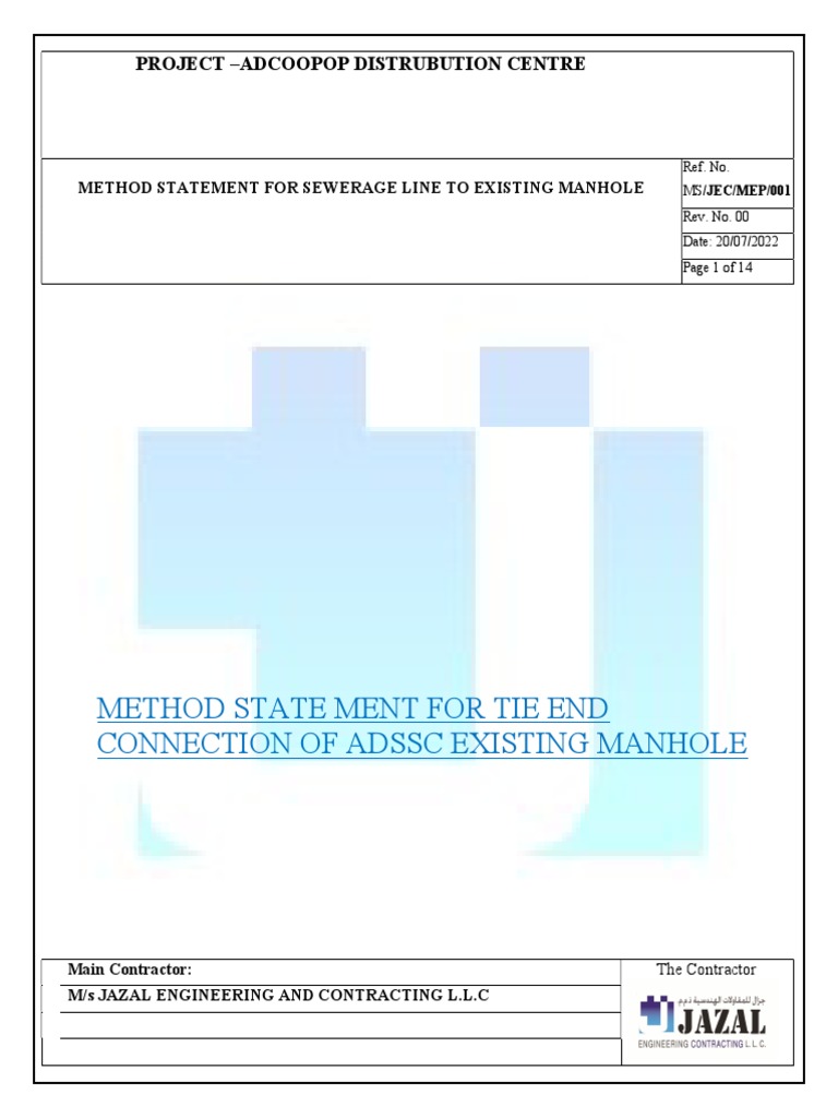 Method Statement for Sewerage Tie-in | PDF | Safety | Occupational ...