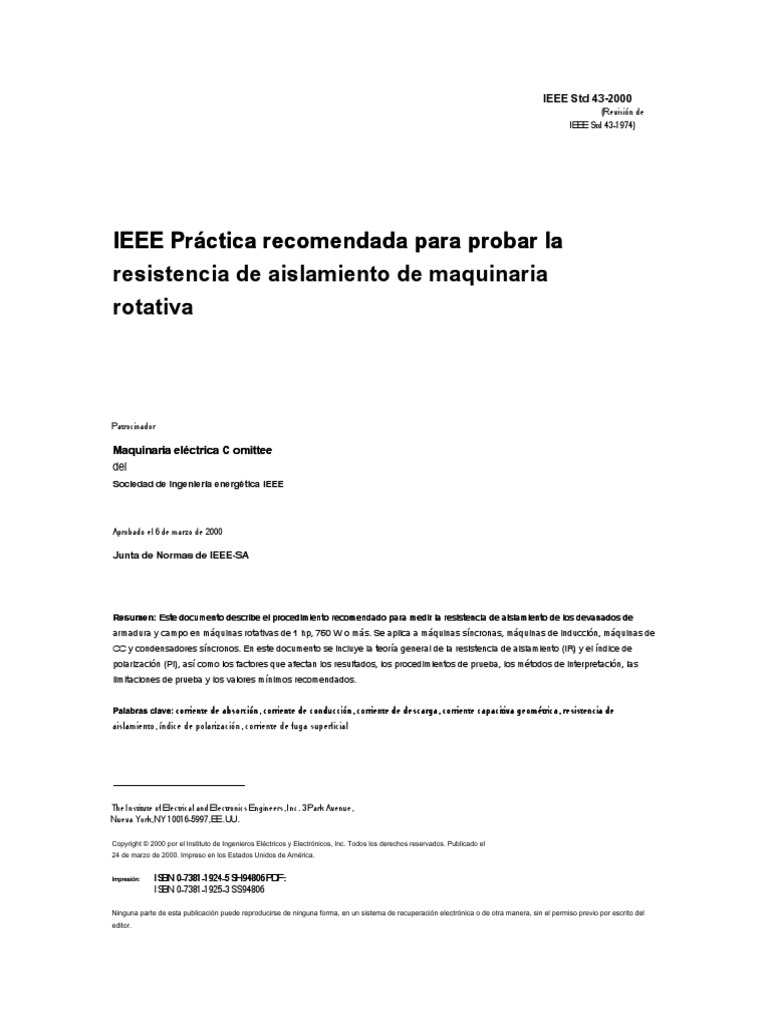 IEEE Std. 43-2000.en - Es | PDF | Aislador (Electricidad) | Inductor