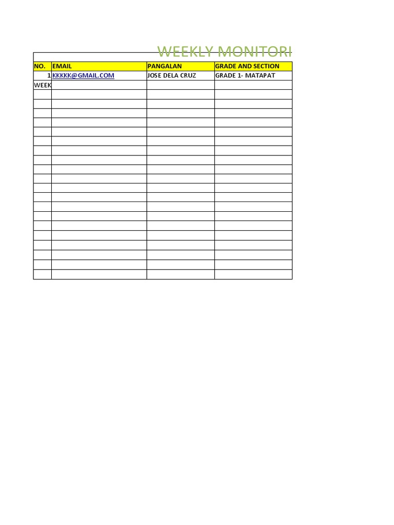 Weekly Monitoring Tool for Students | PDF