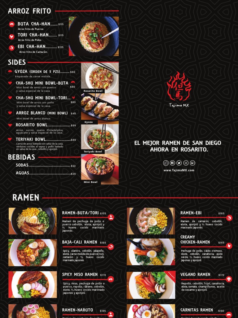 Tajima Menu | PDF | Ingredientes de comida | Comida regional y étnica