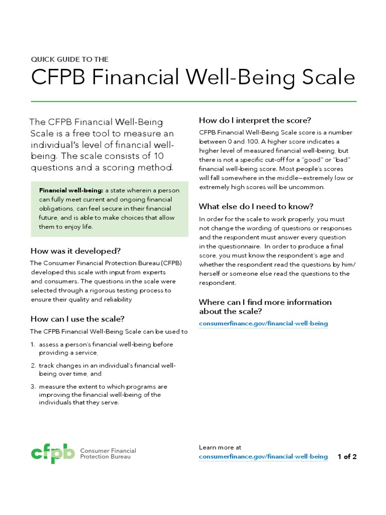 CFPB Financial Well-Being Scale | Download Free PDF | Finance & Money ...