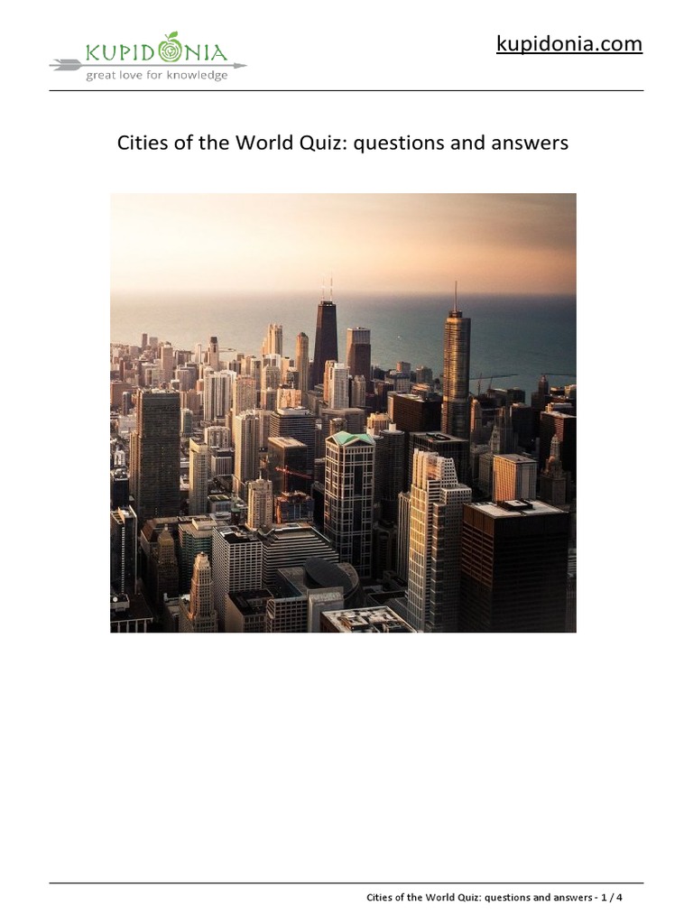 World Cities Quiz: Questions & Answers | PDF | Quiz Games