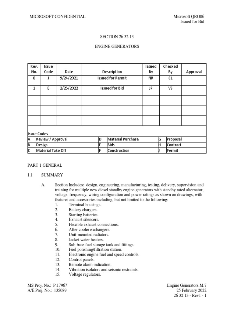 26 32 13 Engine Generators M7 | PDF | Diesel Engine | Engines