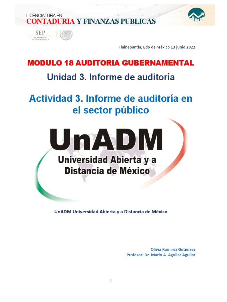 M18 U3 A3 Ramirezgo | PDF | Auditoría | Contabilidad