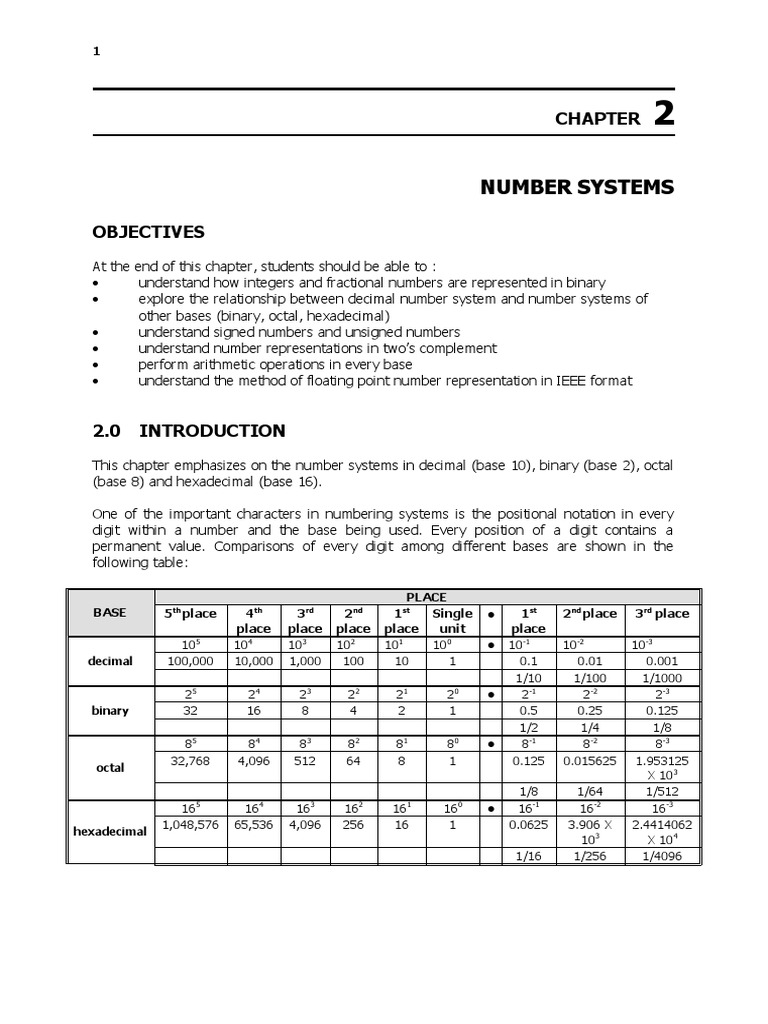 Chp2 Numberingsystem | PDF | Computer Science | Encodings
