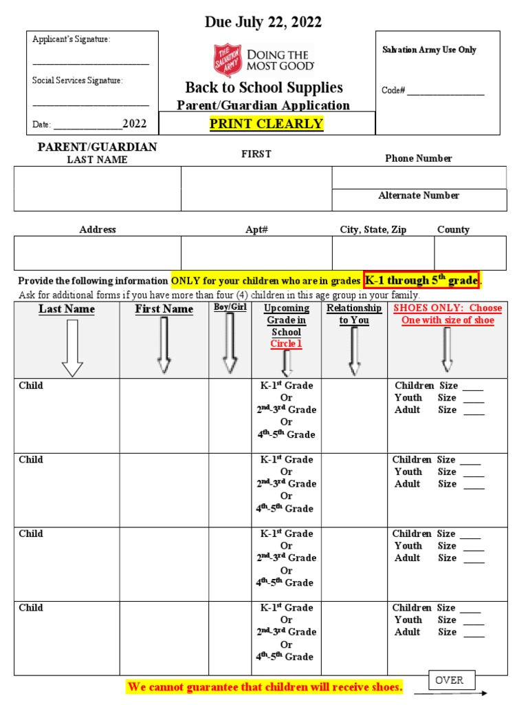 Back To School Application 2022 | PDF | Supplemental Nutrition ...