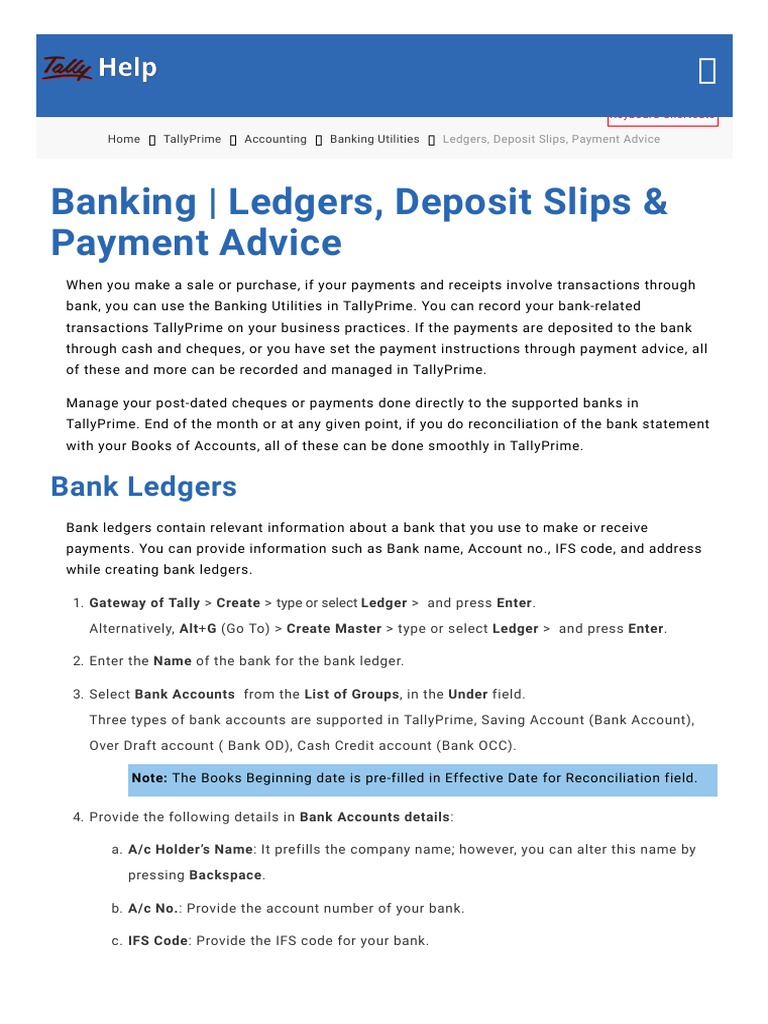 Banking - Ledgers, Deposit Slips & Payment Advice | PDF | Cheque | Banks