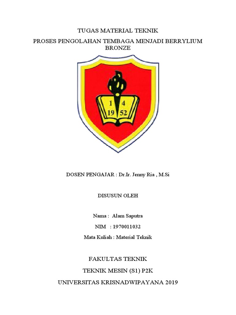 Proses Bijih Tembaga Menjadi Berrylium Bronze | PDF