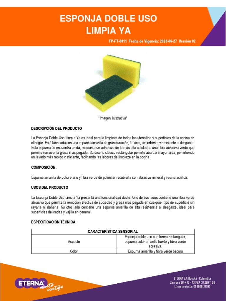 Esponja Doble Uso - ETERNA | PDF | Materiales