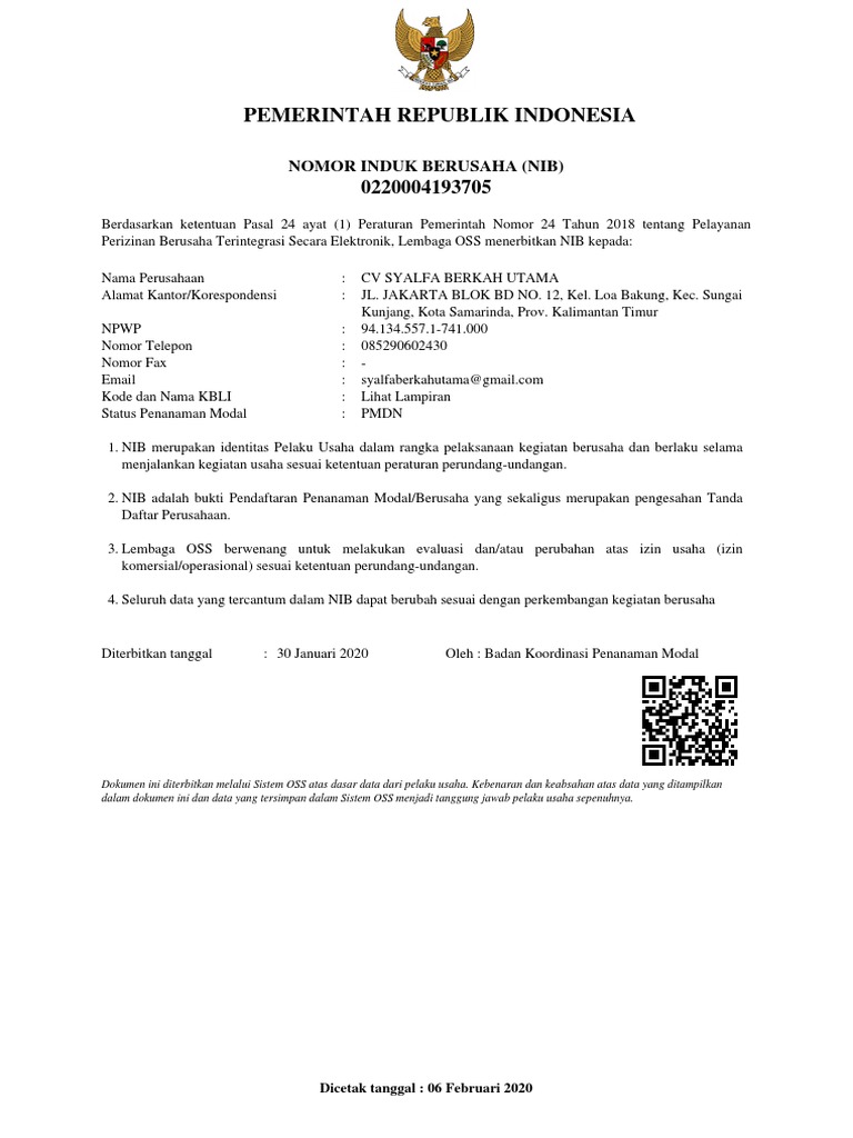 Tanda Daftar Perusahaan | PDF