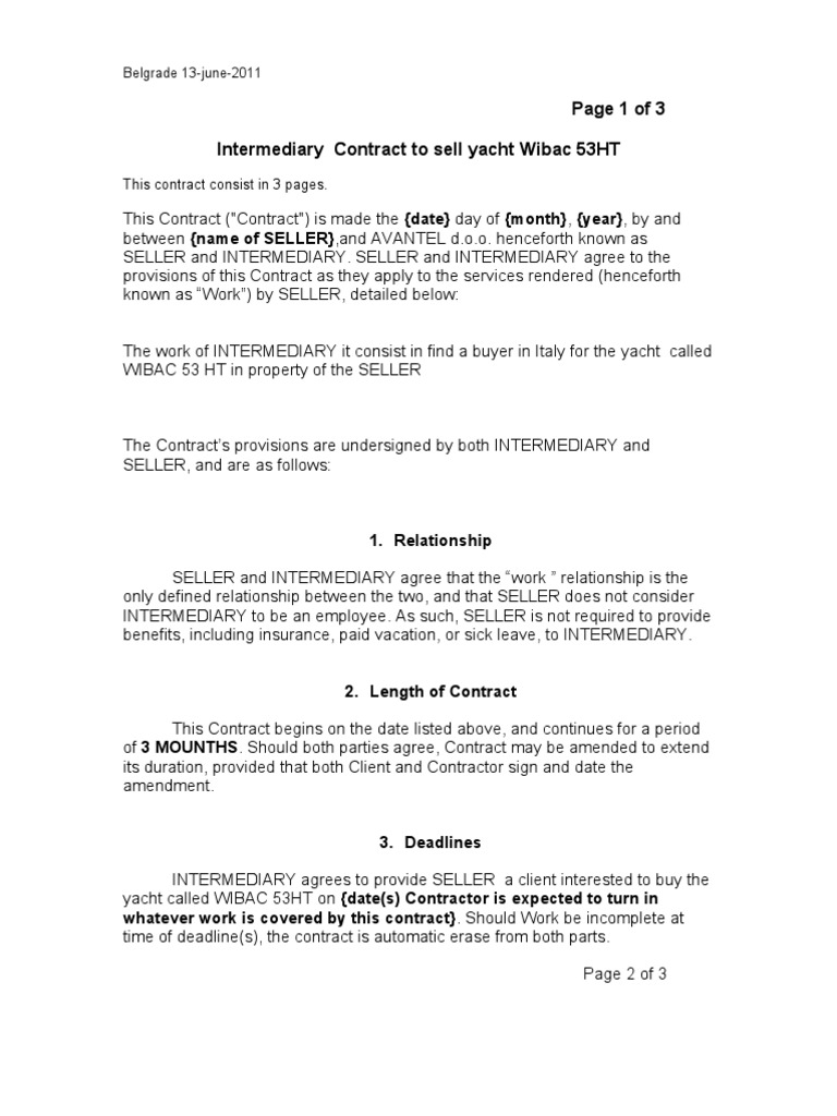 Intermediary Contract Yacht | Common Law | Business