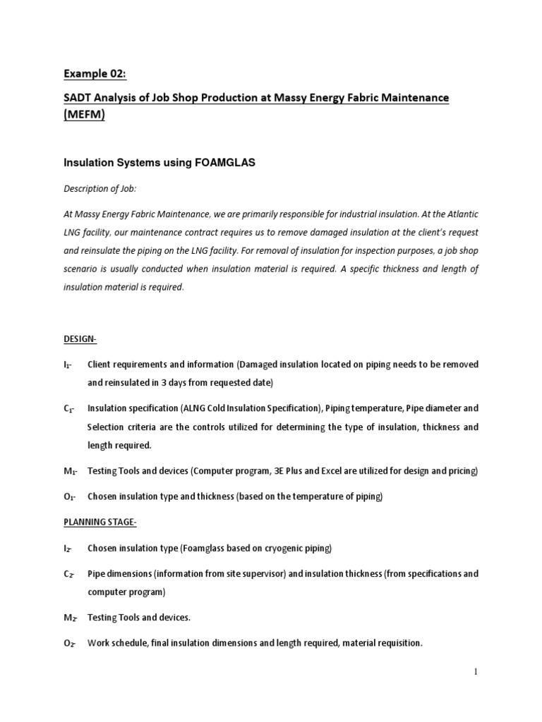 Example 02: SADT Analysis of Job Shop Production at Massy Energy Fabric ...