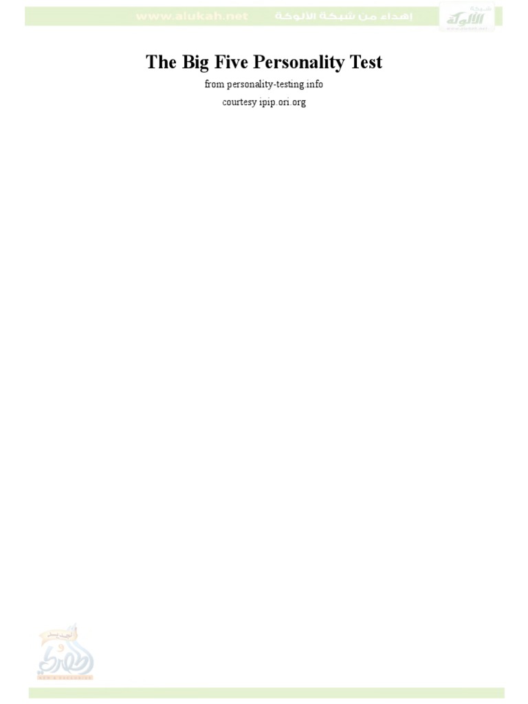 big five | PDF | Psychological Concepts | Psychology