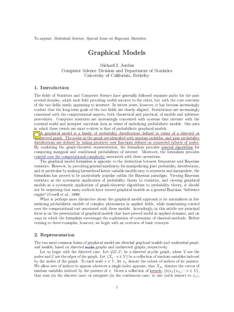 Michael I. Jordan - An Introduction To Probabilistic Graphical Models | PDF