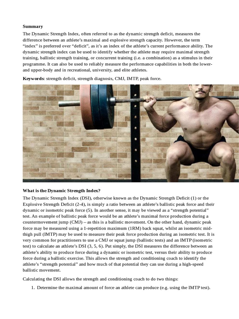 Dynamic Strength Index | PDF | Strength Training | Force