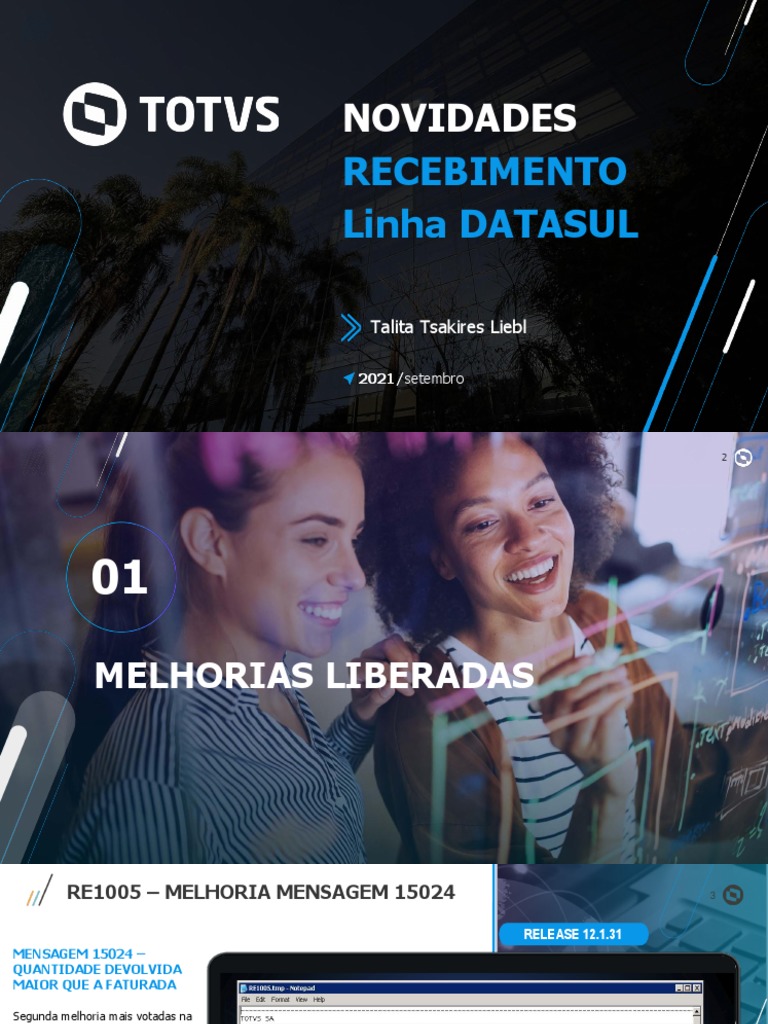 Novidades Recebimento - ToTVS BackOffice Datasul - 2021 | PDF | Recibo ...