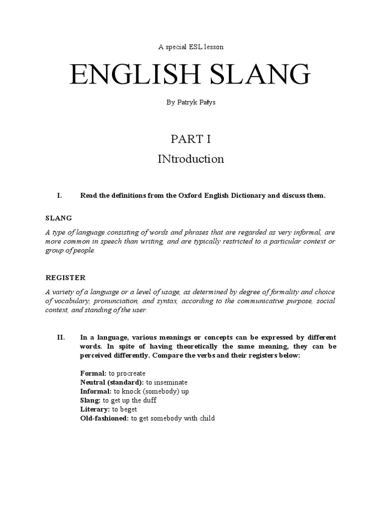 English Slang | PDF | Slang | English Language