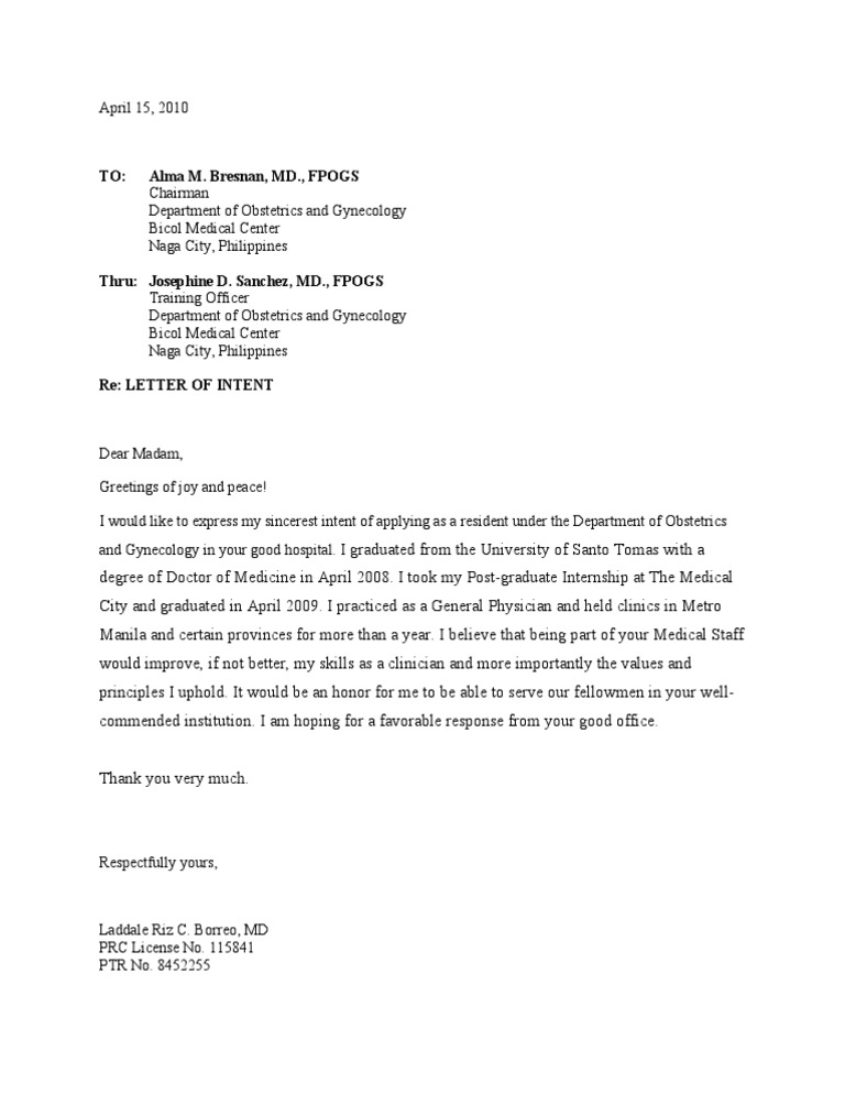 Letter of Intent BMC | PDF