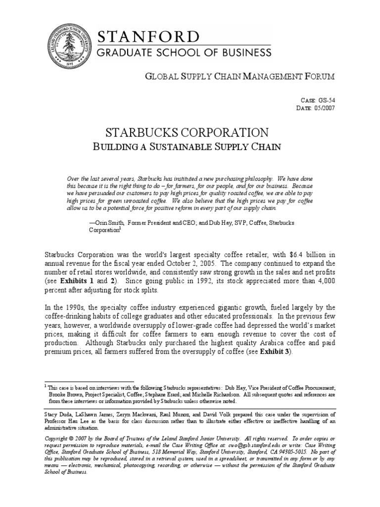 Starbucks Corporation - Building A Sustainable Supply Chain | PDF ...