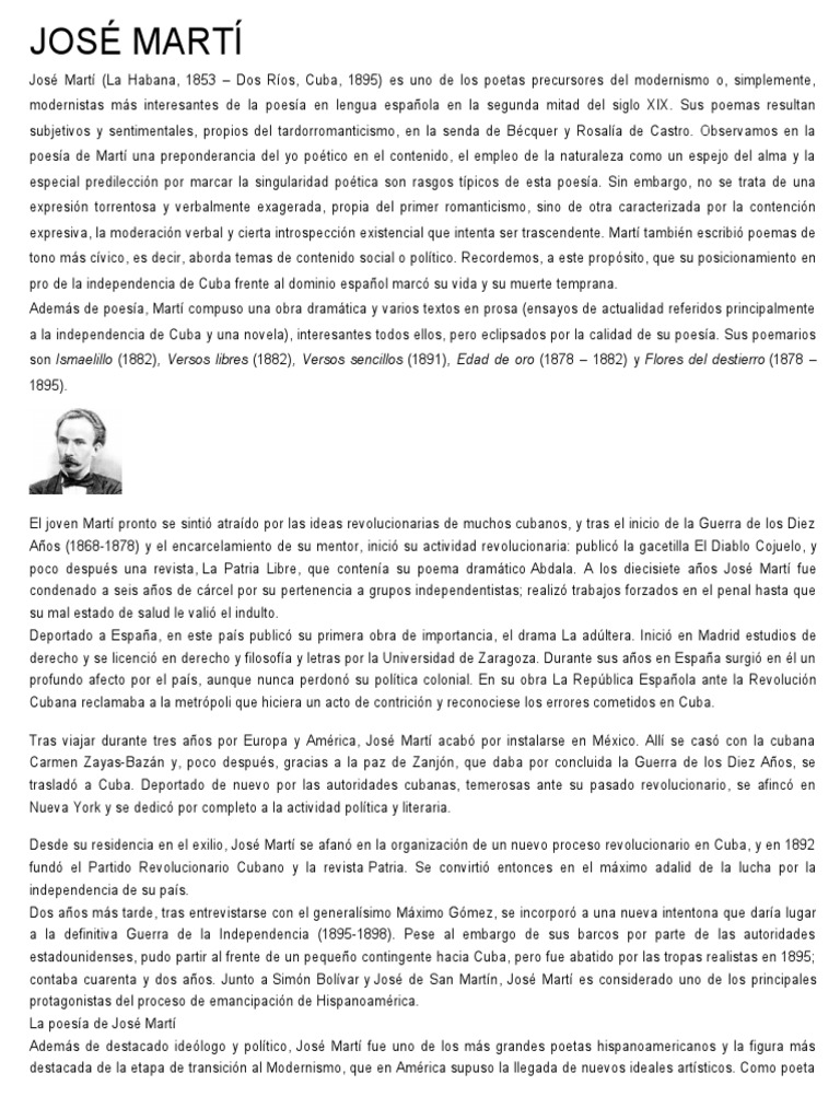 Jose Marti ACTIVIDAD | PDF | Poesía | Cuba