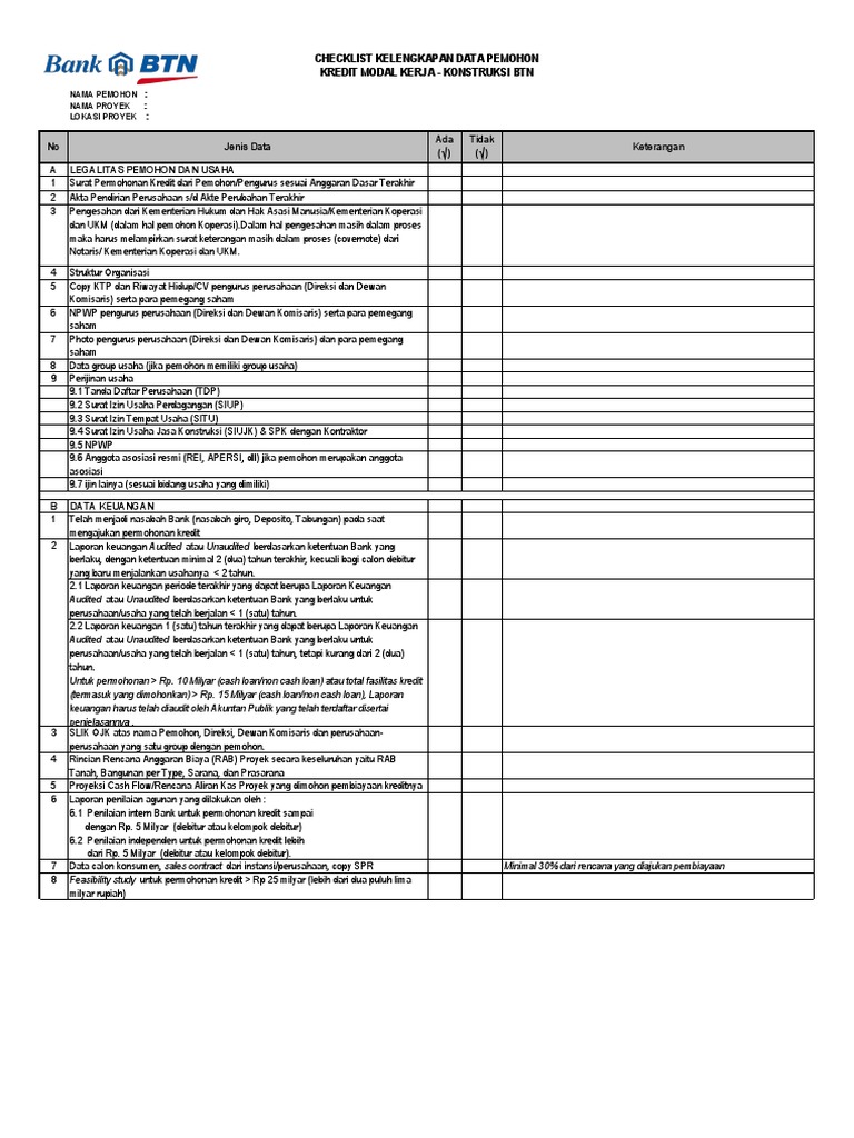 Checklist KMK - Konstruksi | PDF