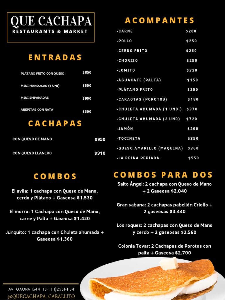 Menú de Cachapas en Que Cachapa | PDF | Cocina latinoamericana | Comida ...