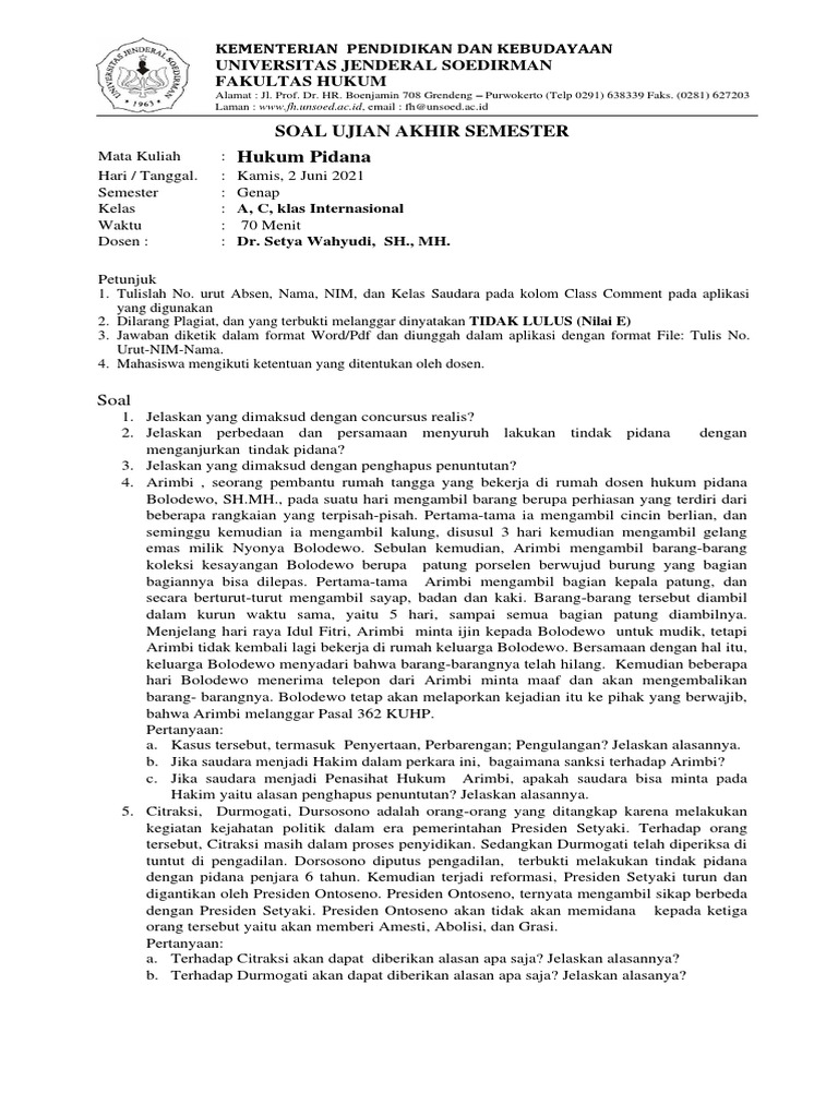Template Soal Ujian | PDF