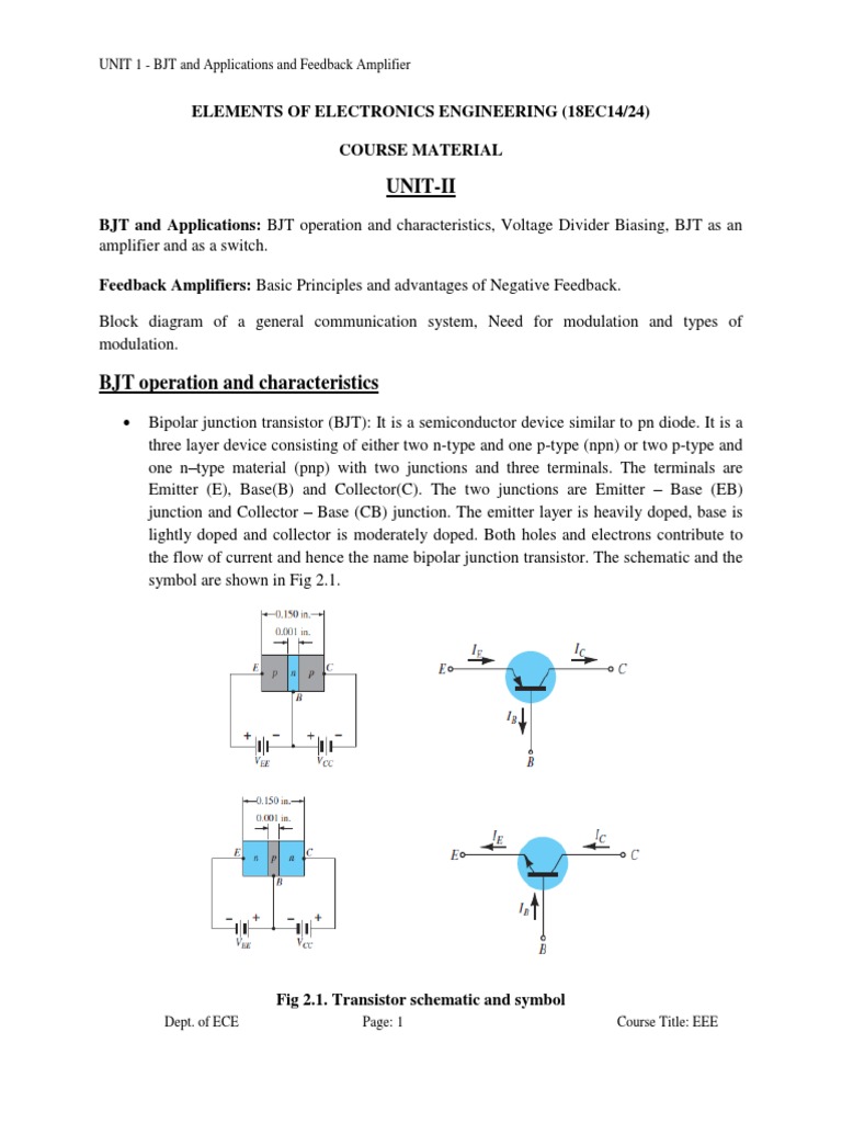 UNIT - 2 BJT and Applications & Feedback Amplifiers | PDF | Bipolar ...