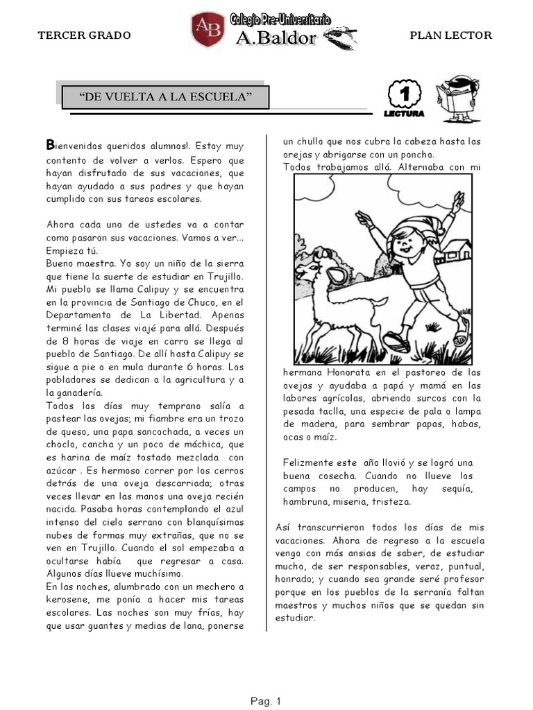 Actividades de Lectura y Escritura 3º Grado | PDF
