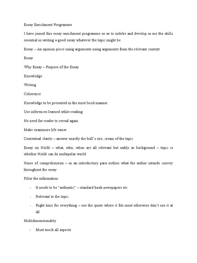 Essay Enrichment Programme | PDF | Essays | Human Capital
