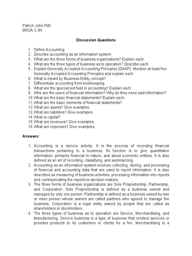 Discussion Questions | PDF | Expense | Accounting