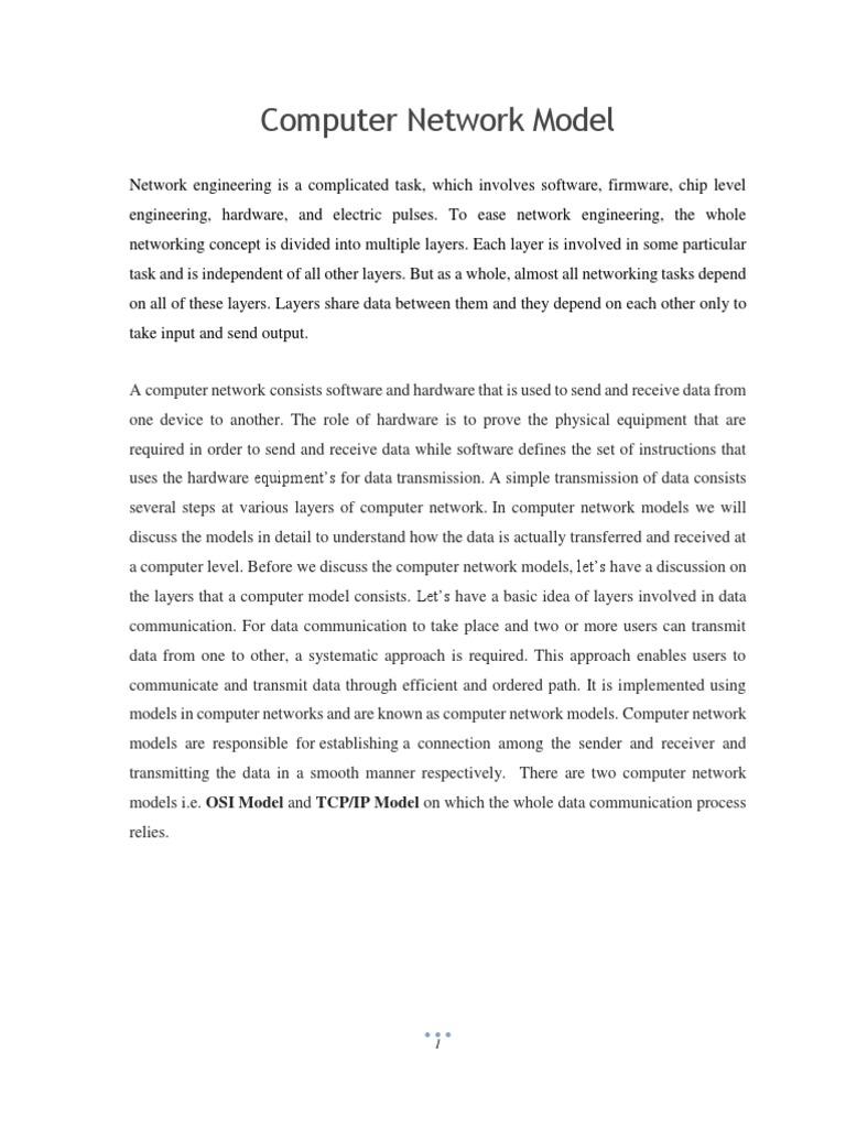 Computer Network Model | PDF | Osi Model | Internet Protocol Suite