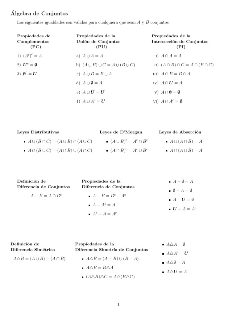 Álgebra de Conjuntos | PDF | Matemáticas | Lógica