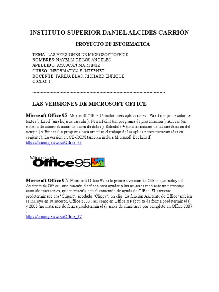 Versiones de Microsoft Office | Descargar gratis PDF | Microsoft Office | Microsoft