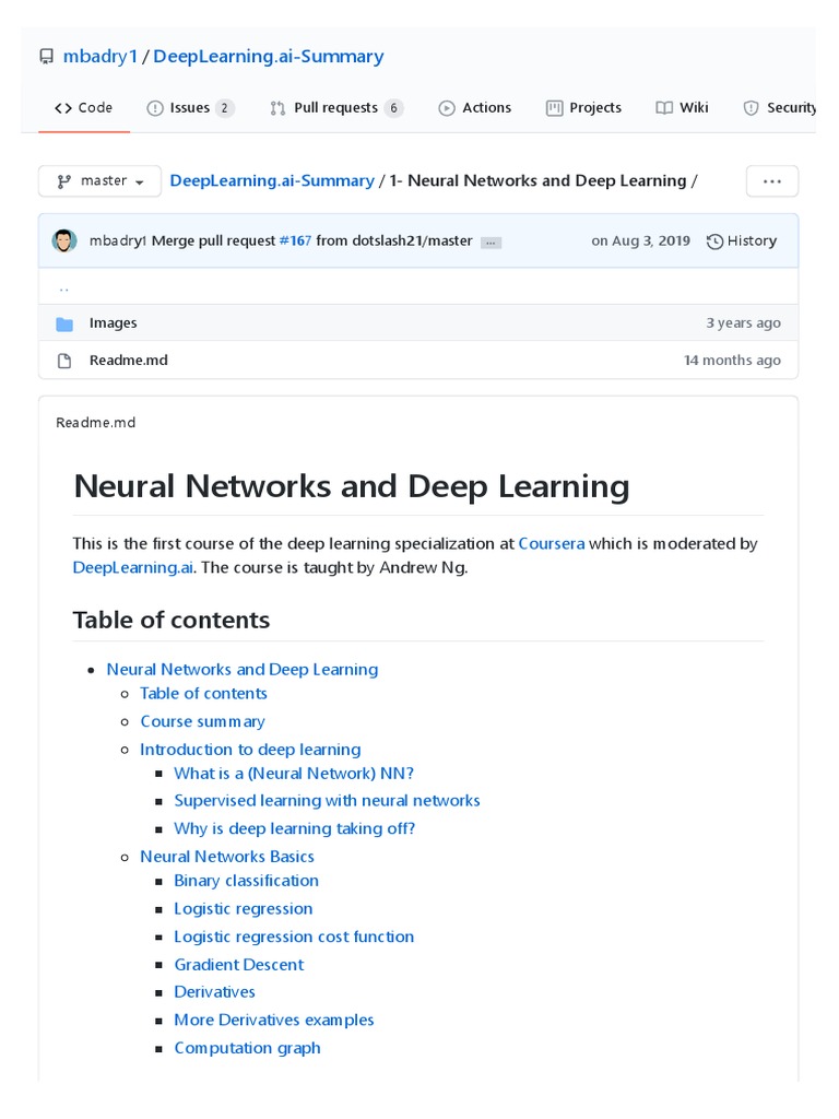 Neural Networks and Deep Learning: Deeplearning - Ai-Summary | PDF ...