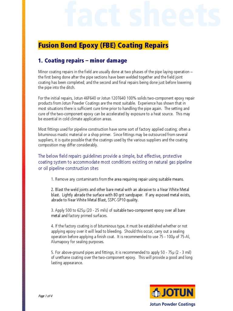 Fusion Bond Epoxy (FBE) Coating Repairs | PDF | Materials | Building ...
