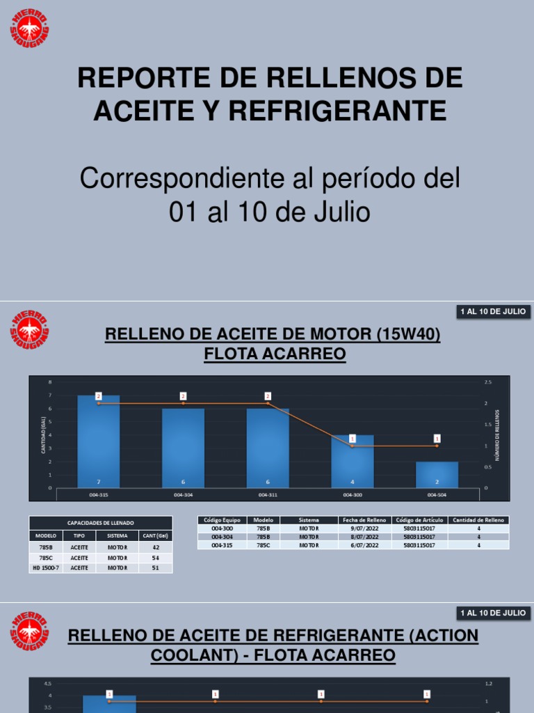 Reporte de Rellenos de Aceite y Lubricante - Julio.10 | PDF | Vehículos | Vehículo de motor