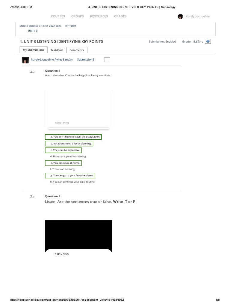 Unit 3 Listening Identifying Key Points - Schoology | PDF