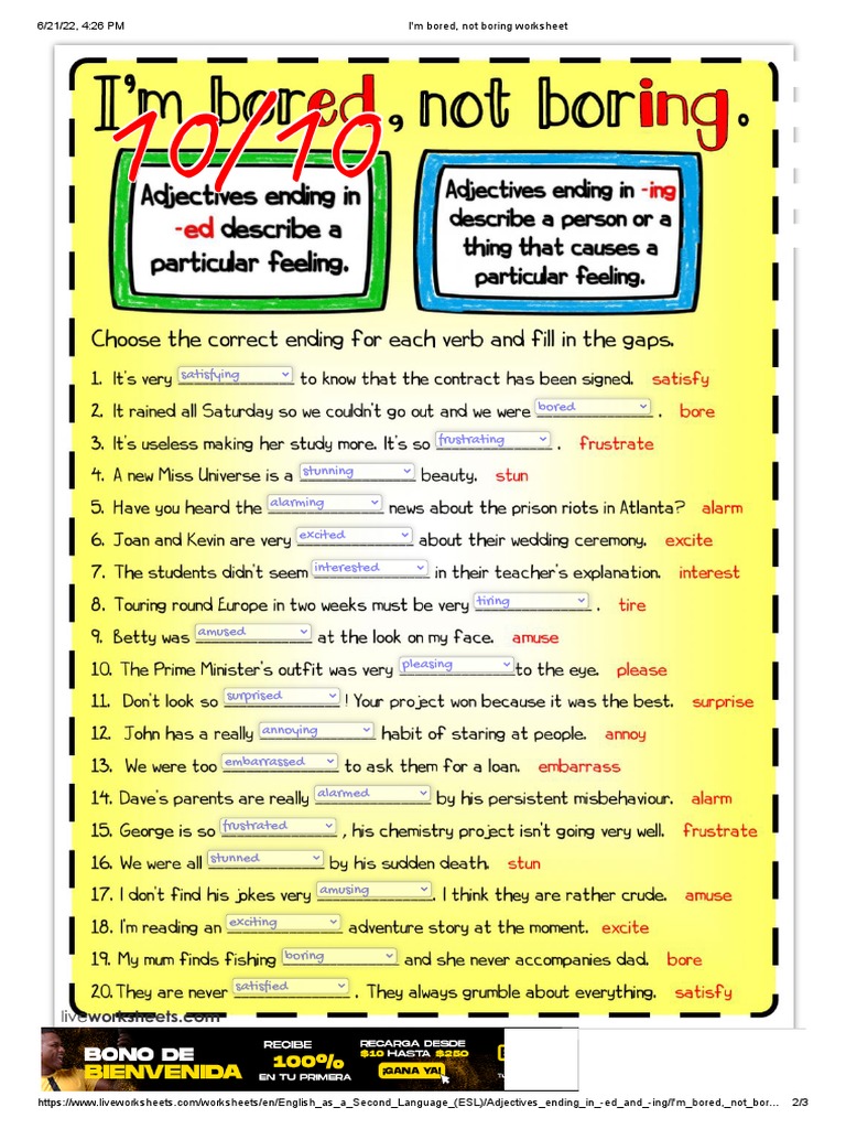 I'm Bored, Not Boring Worksheet | PDF
