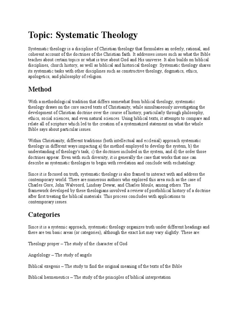 Systematic Theology | PDF | Systematic Theology | Theology