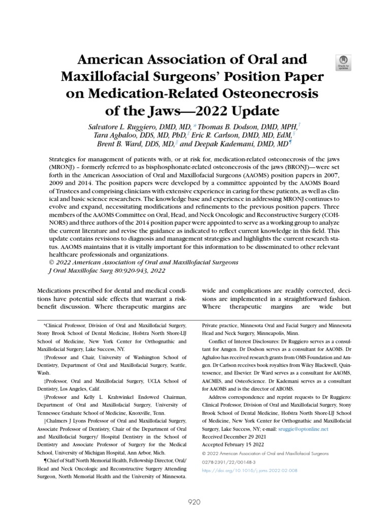 Aaoms Position Paper Mronj 2022 | PDF | Osteoporosis | Cancer