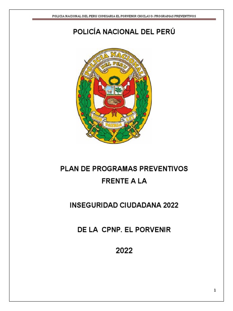Programas de Prevencion Pnp-2019 | PDF | Policía | Perú